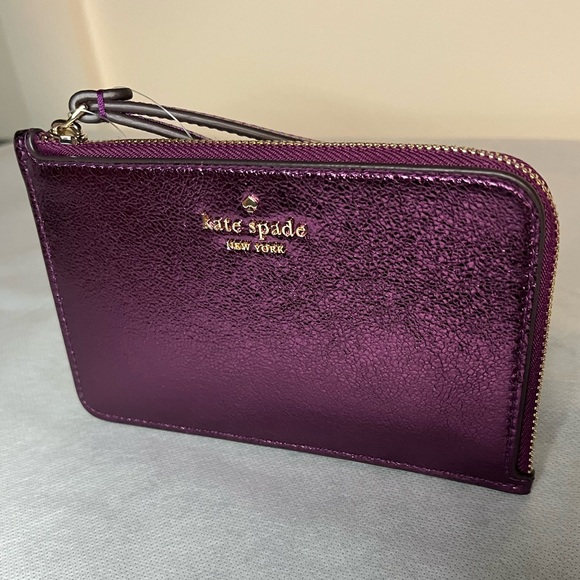 kate spade | Bags | Kate Spade Lucy Metallic Small Lzip Wristlet In ...